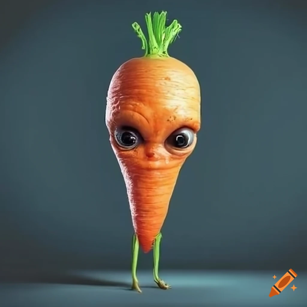 An alien seeing an carrot for the first time