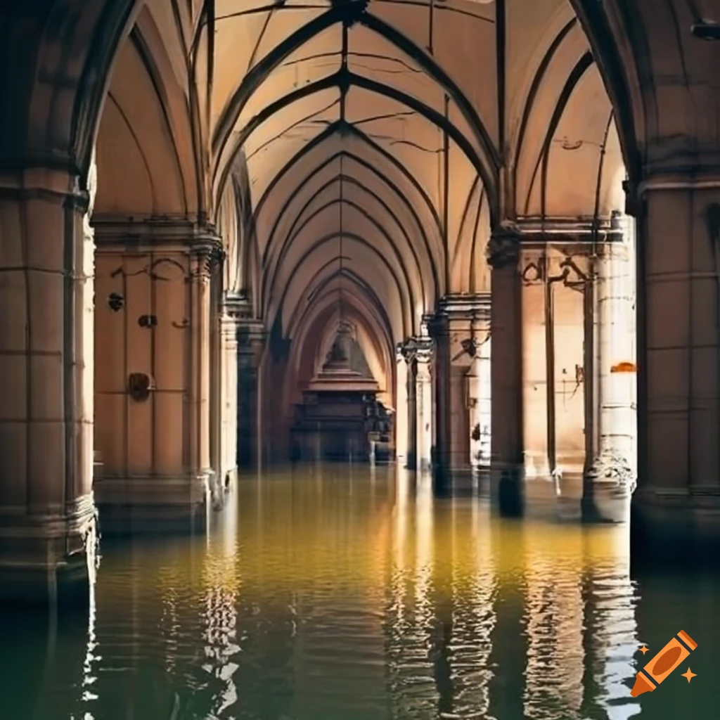Museum with flooded halls