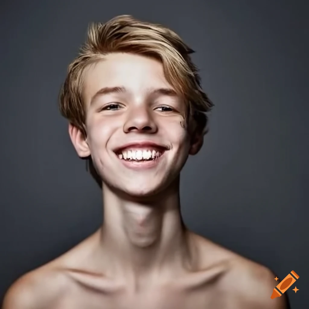 Skinny boy smiling on Craiyon