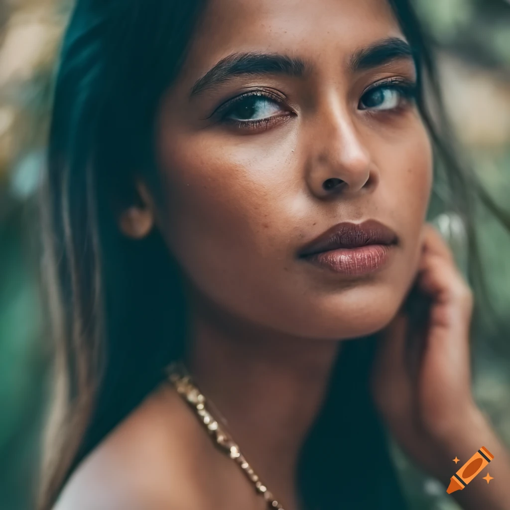 Latin woman beauty, wearing white shirt, natural face, dreamy portrait ...