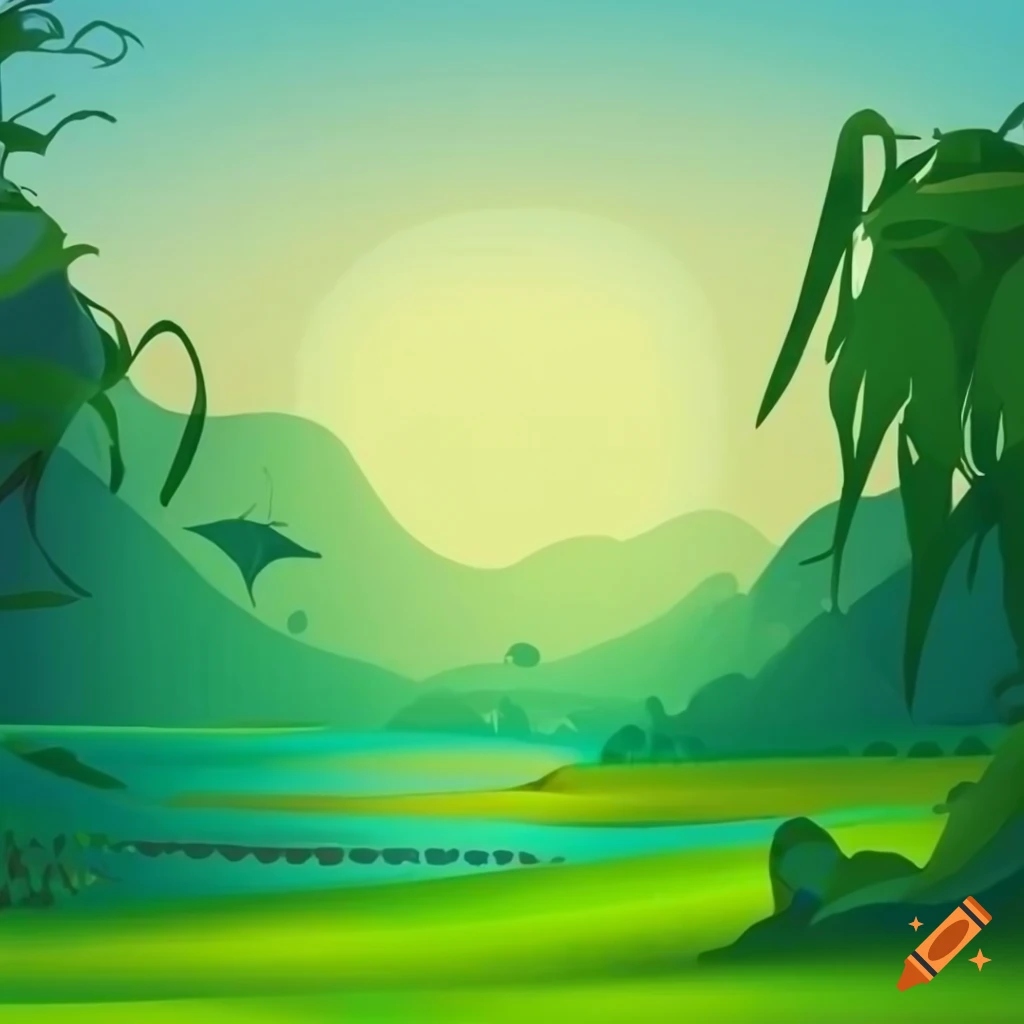 Wide cartoonish background of nature