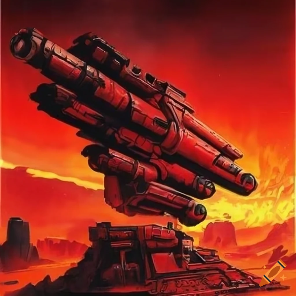 70s sci fi artillery red art
