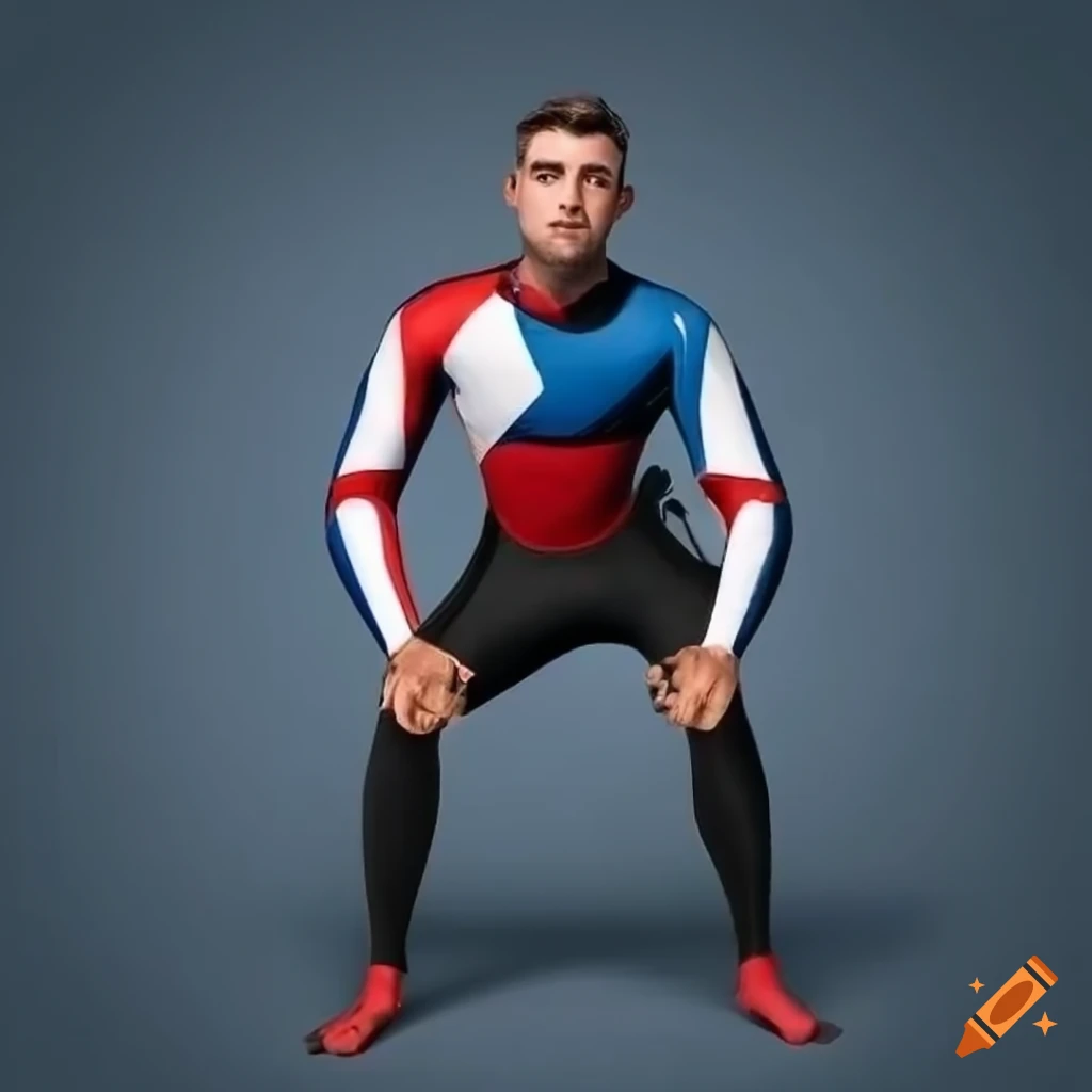 Full body picture of A handsome 20-something French diver posing in a ...