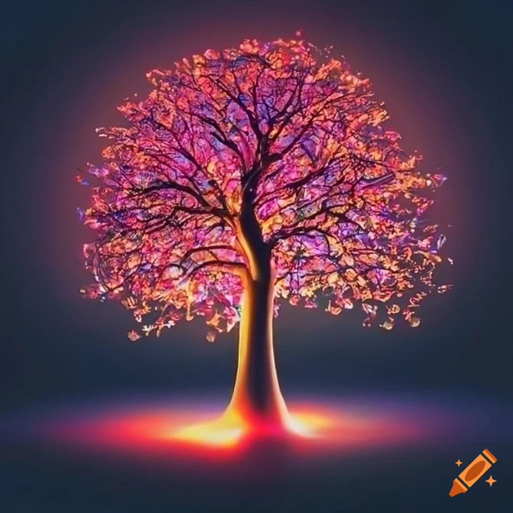 Glowing tree of light on Craiyon