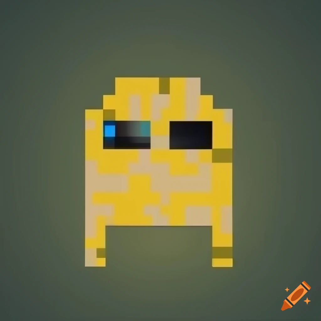 Space invader pixel face ROBOT bright yellow SIMPLE BACKGROUND on Craiyon