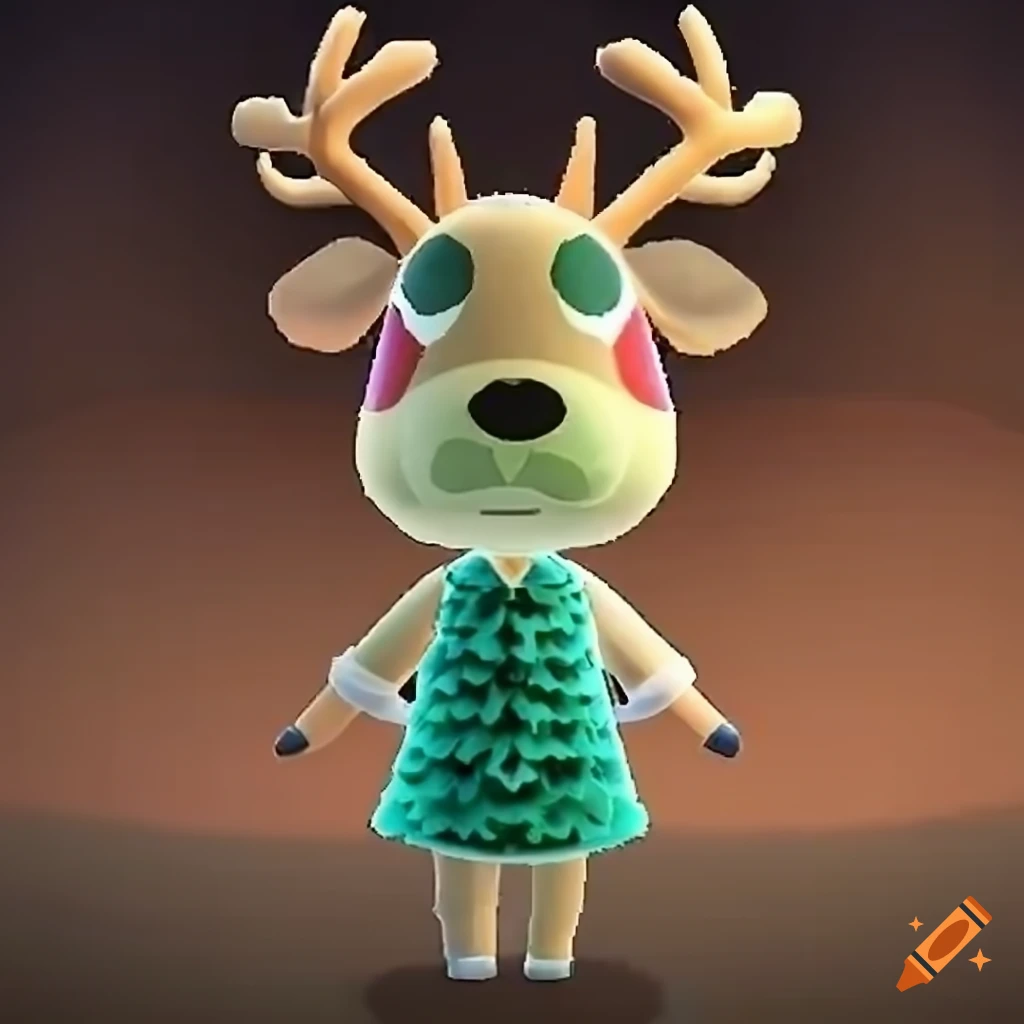A deer villager named Fauna in Animal Crossing game on Craiyon