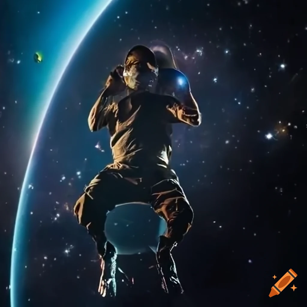 Dj flying on the space on Craiyon