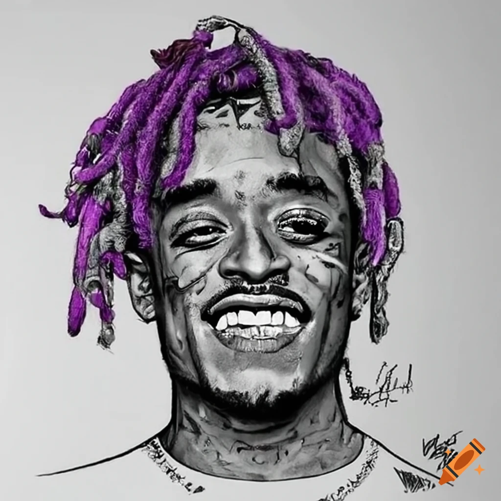Lil uzi vert with purple dreads and a pink diamond implanted in his ...