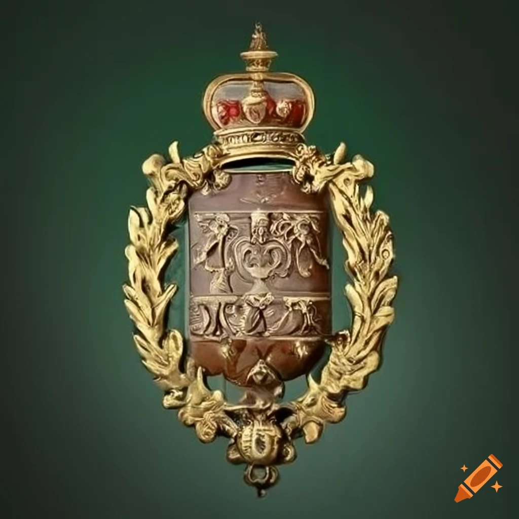 Green-brown brass crest of napoleon