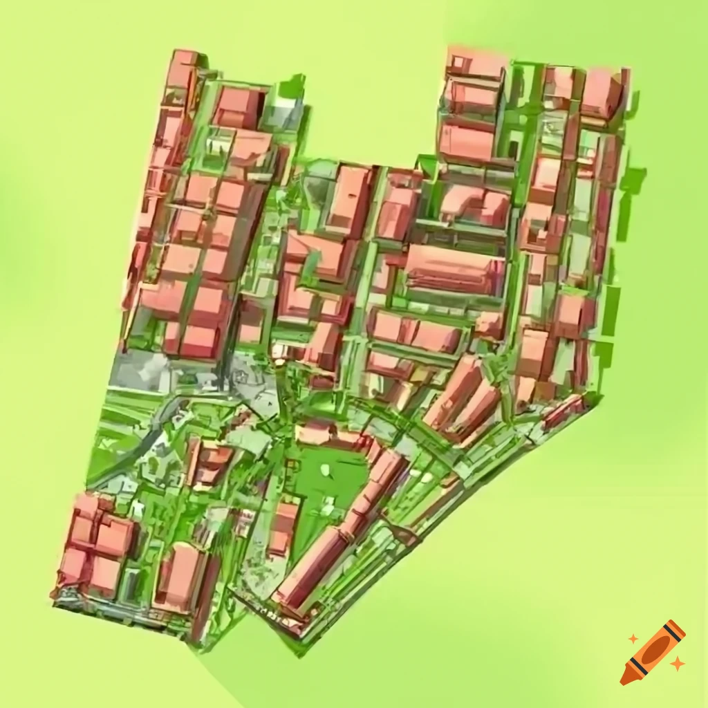 Neighbourhood city planning zoning map on Craiyon