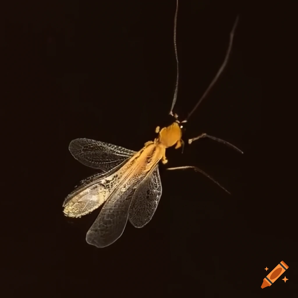 A small insect with transparent wings and a long tail
