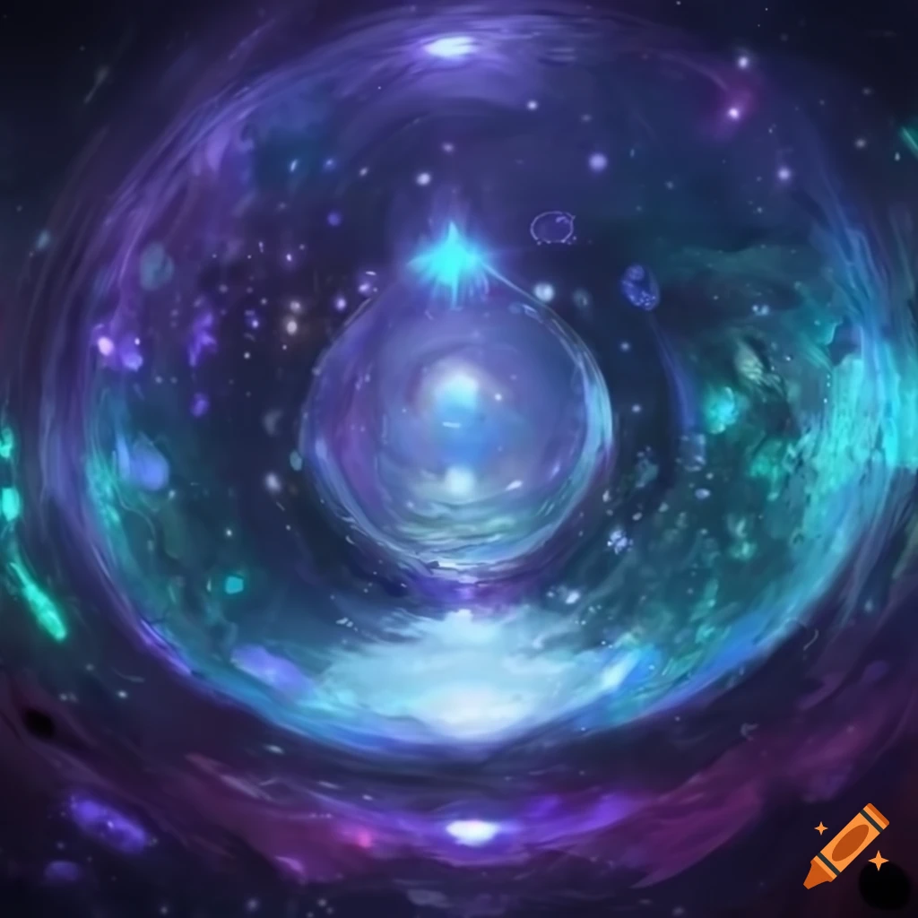 Game, Concept Art, A cosmic energy pool with interconnected bubbles of ...