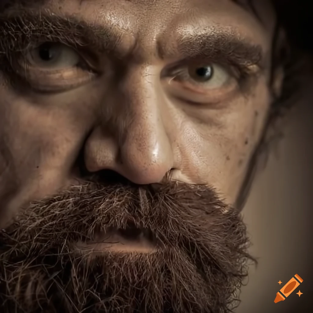 Bearded bespectacled man near the nests of leafy ants on Craiyon