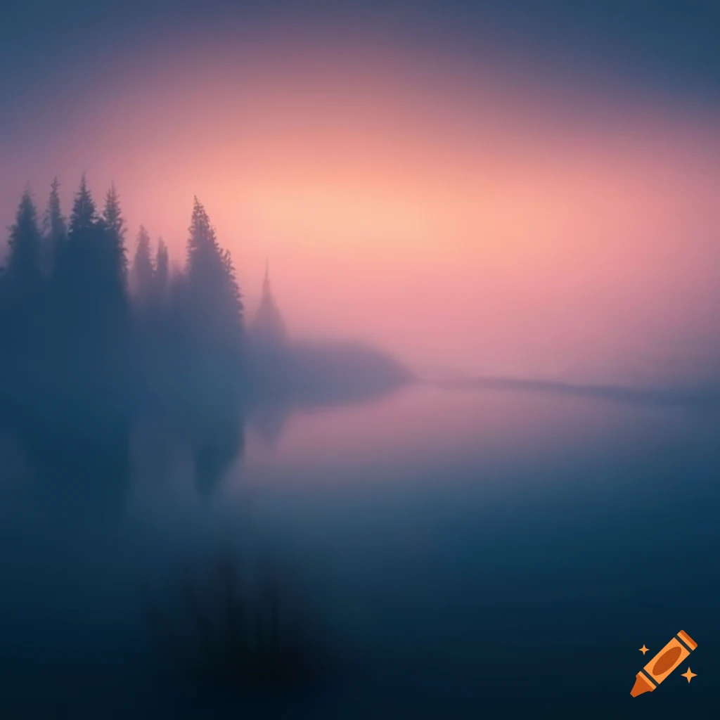 Create the photo of a magic land in the fog