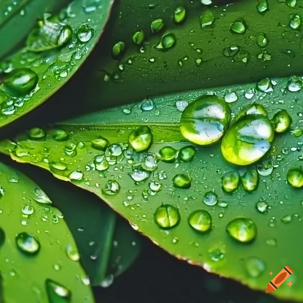 Green wet leaves in a sunny day, use green tones