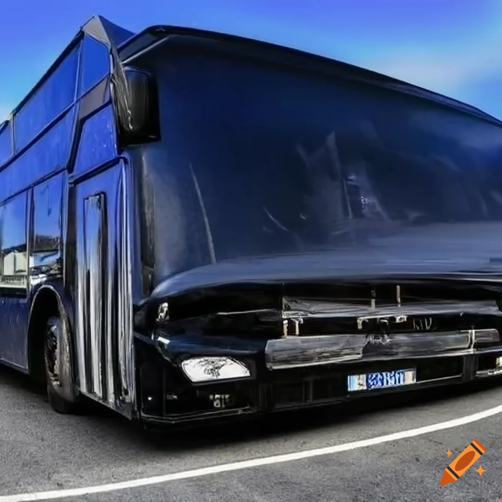 A massive black bus larger then a house on Craiyon