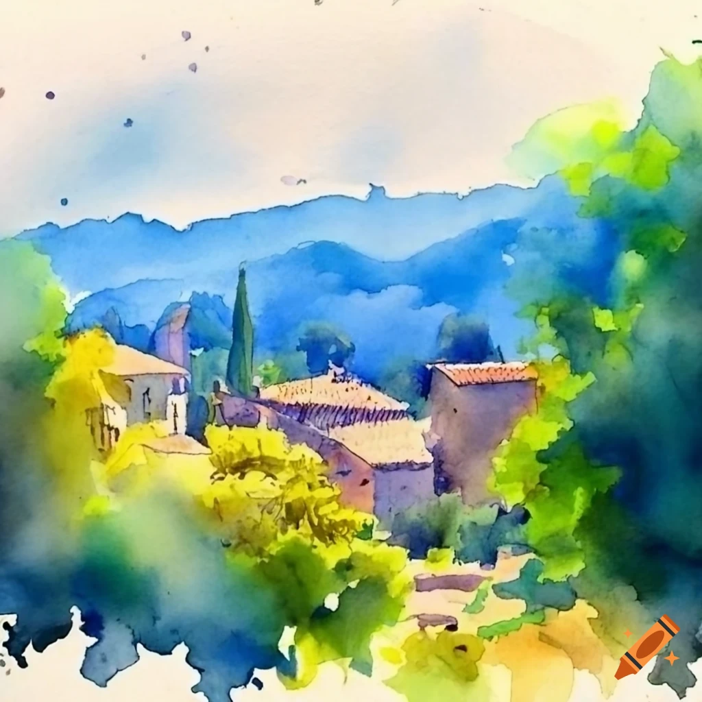 Watercolor of provence on Craiyon