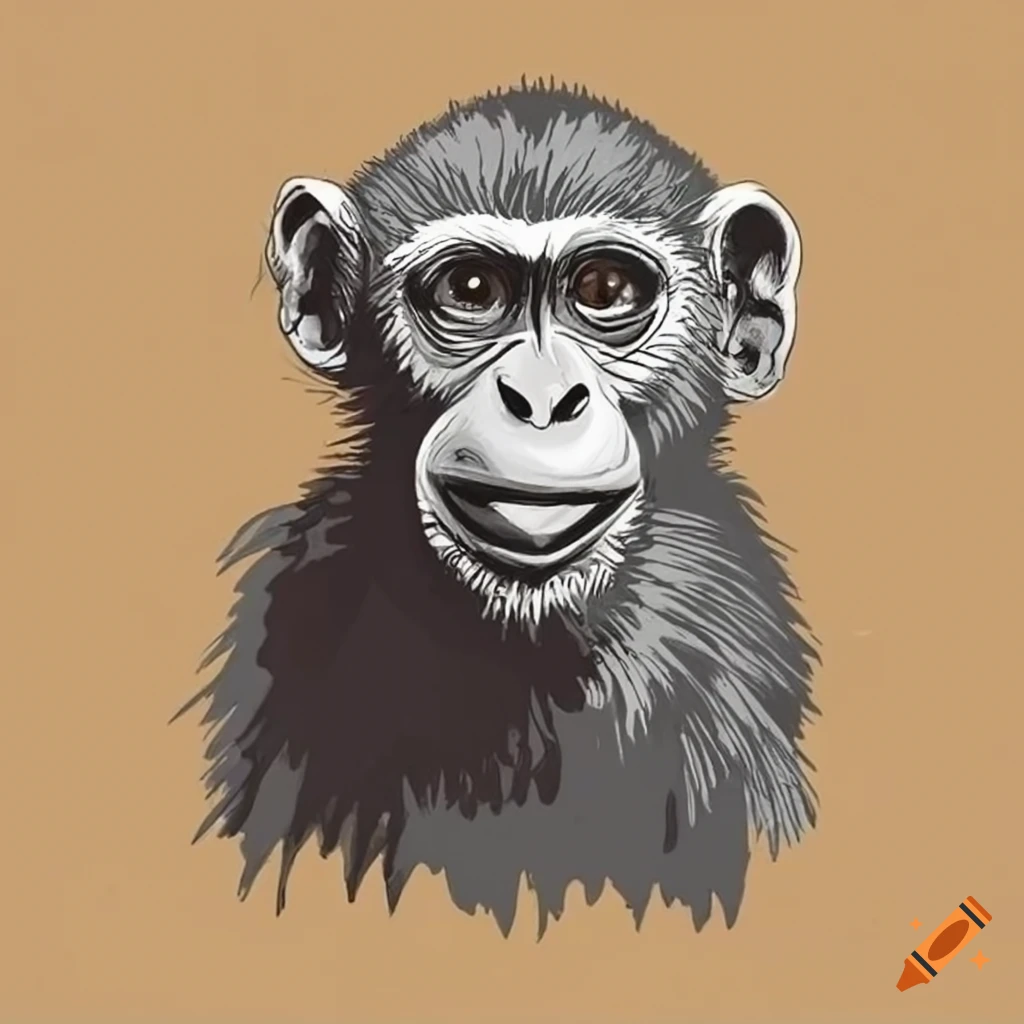Realistic Monkey Head Drawings