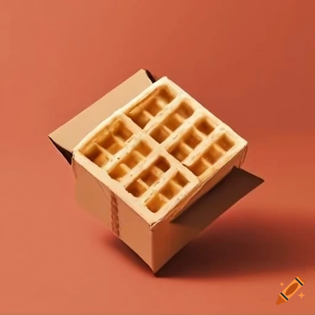 Cardboard box filled with waffles on Craiyon