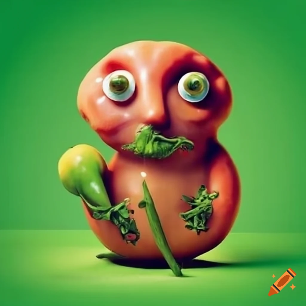 Anthropomorphic vegetables having fun in the garden