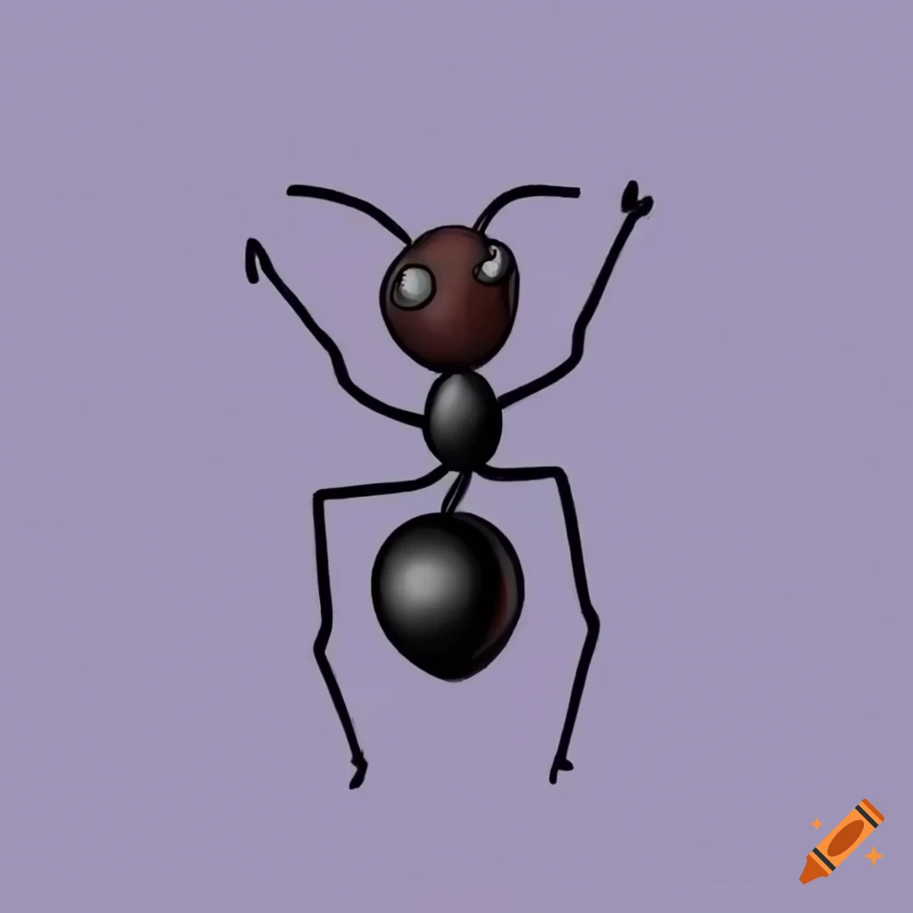 Draw a black ant walking viewed from above without background on Craiyon