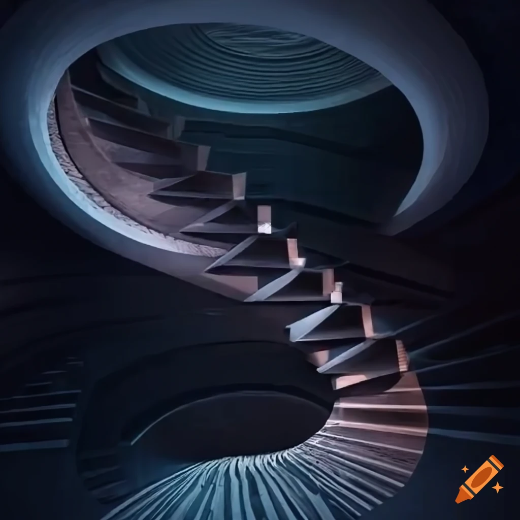 Infinite Staircase +stonestairs +bidirectional +circularspirals, +interlockingstructures ...