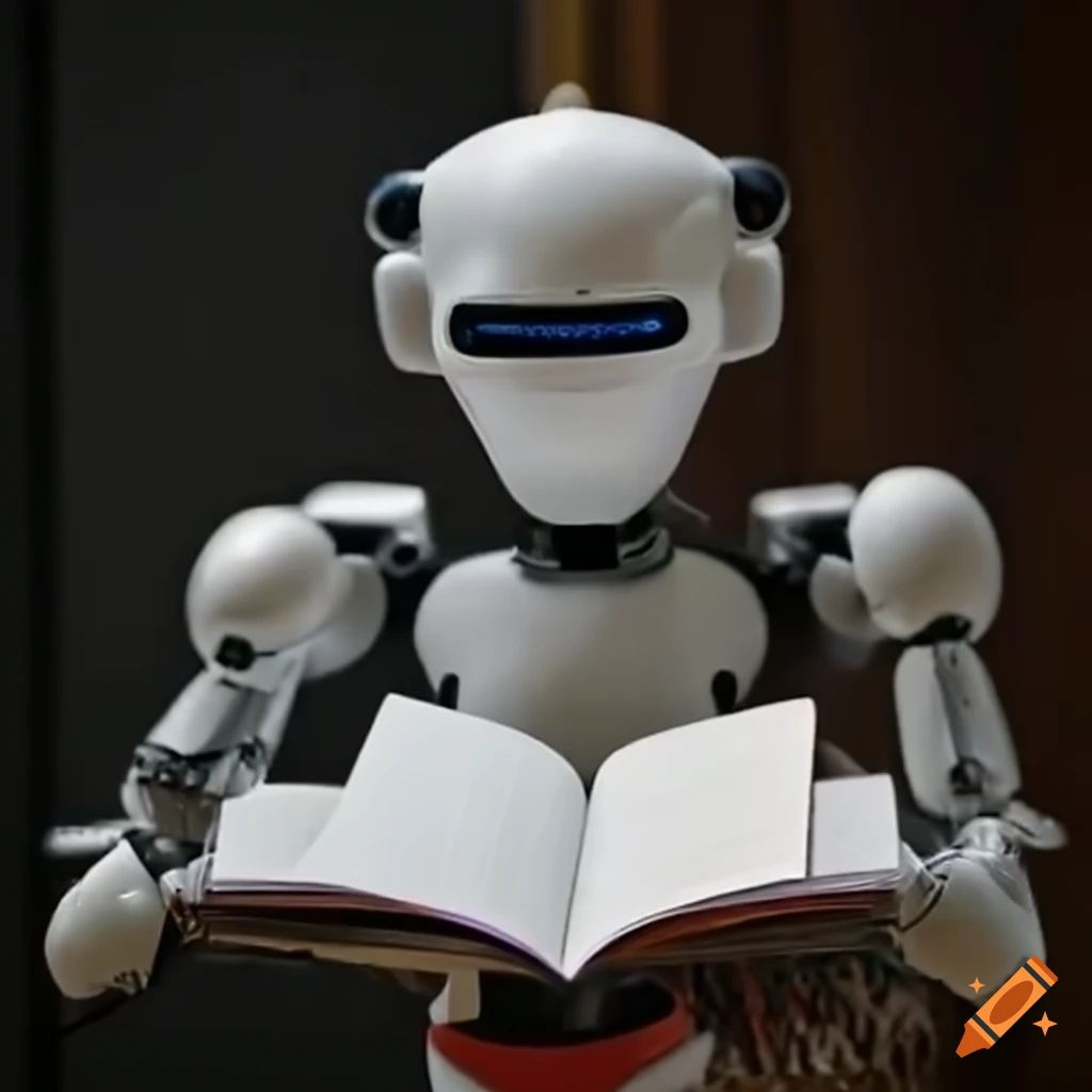 Robot reading a book
