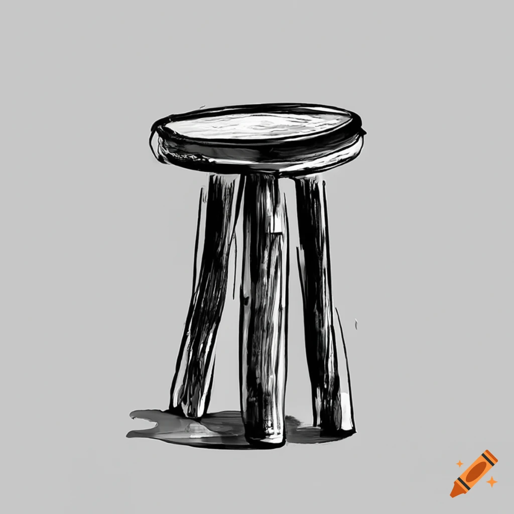 Design stool simple sketch modern two dimesional black and white