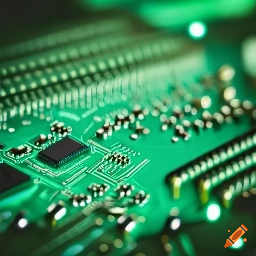 Close-up of green electronic circuit board