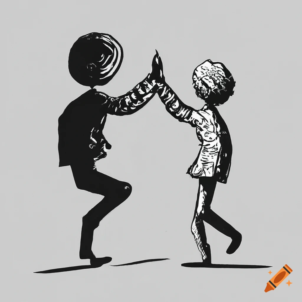 Two Guys Holding Hands Drawing