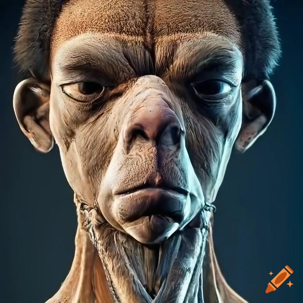 Long neck camel head humanoid fighter warrior photorealistic high ...