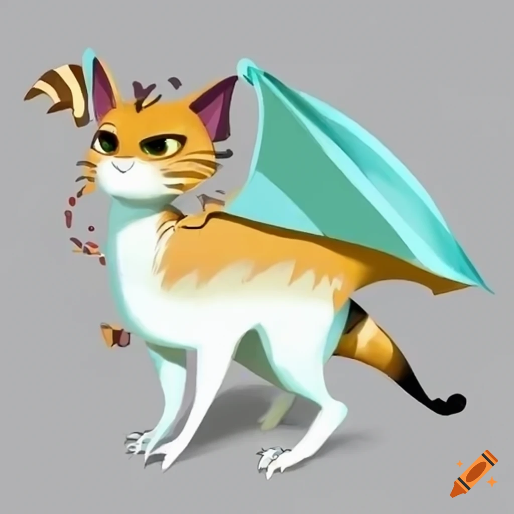 Pixar cat dragon character design on Craiyon