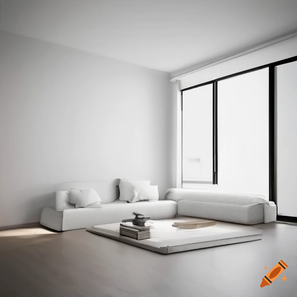 Minimalist spacious white room with natural lighting in hd on Craiyon