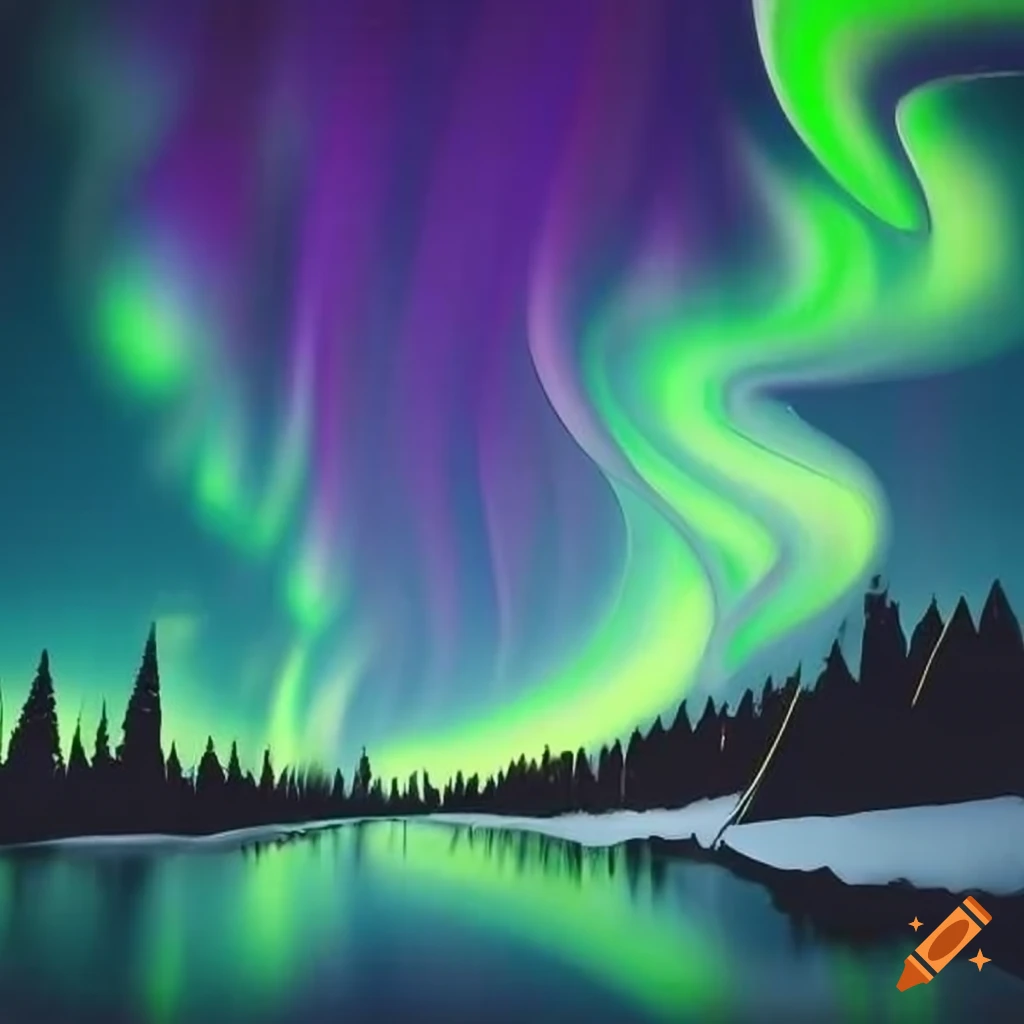 Northern lights in the style of mr. doodle on Craiyon