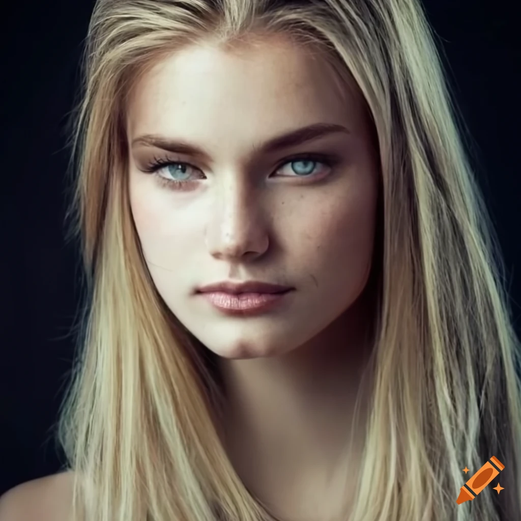 Beautiful young woman very light freckles blonde hair