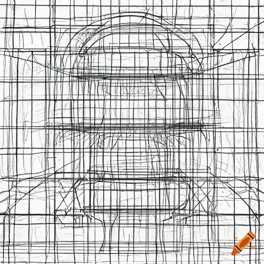 Architectural drawing with underlying grid