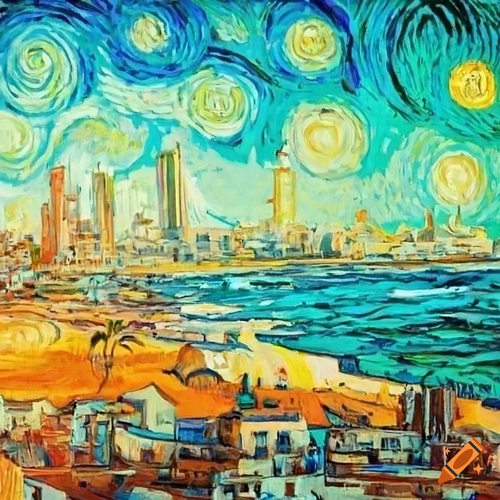 The skyline of mazatlan sinaloa in the style of van gogh on Craiyon