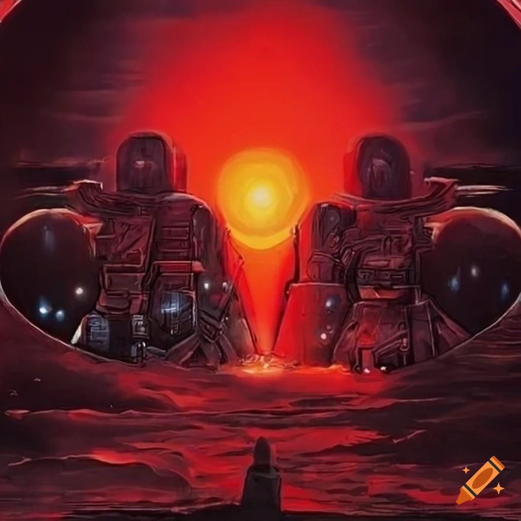 70s sci fi jet red art on Craiyon