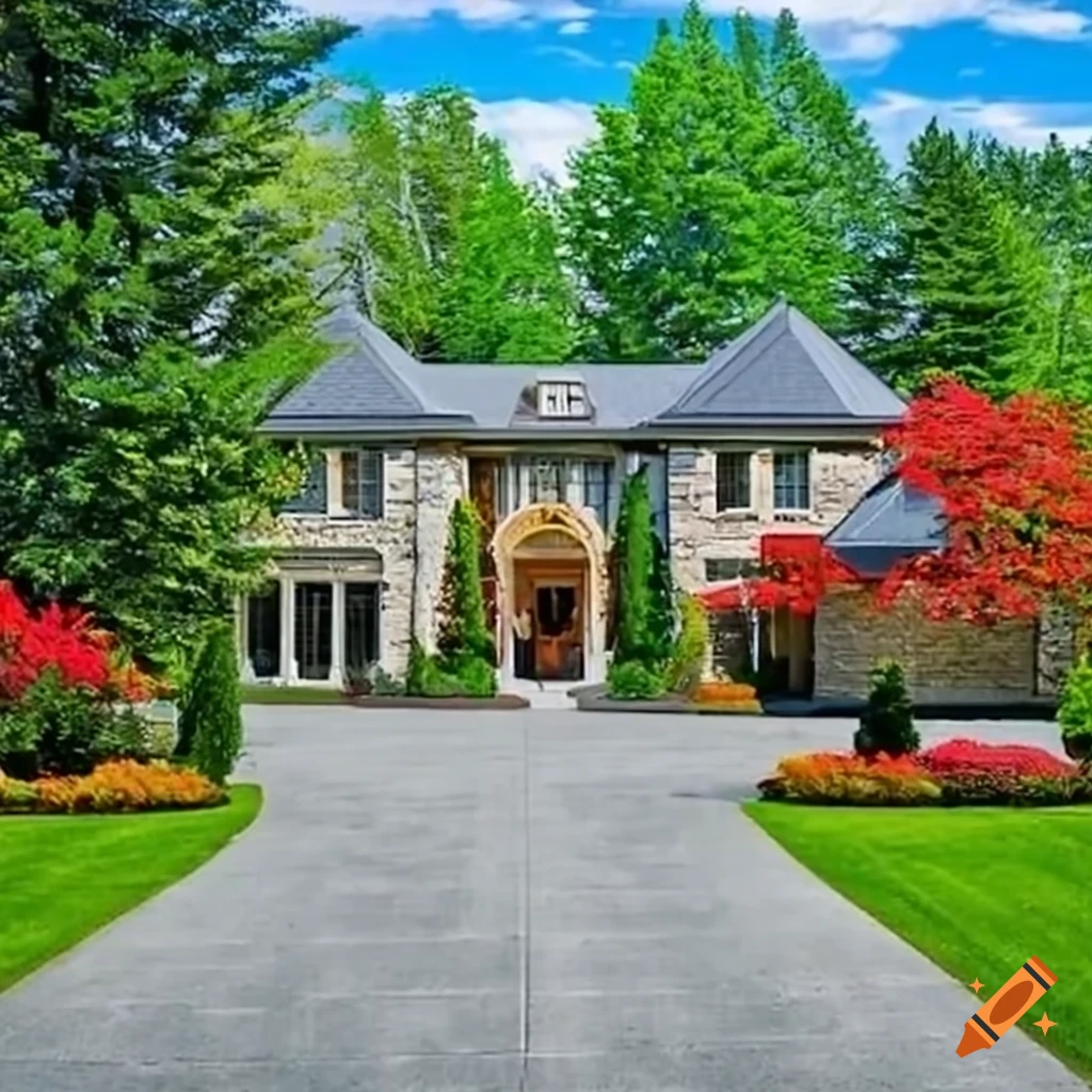 A shining driveway of a beautiful canadian home