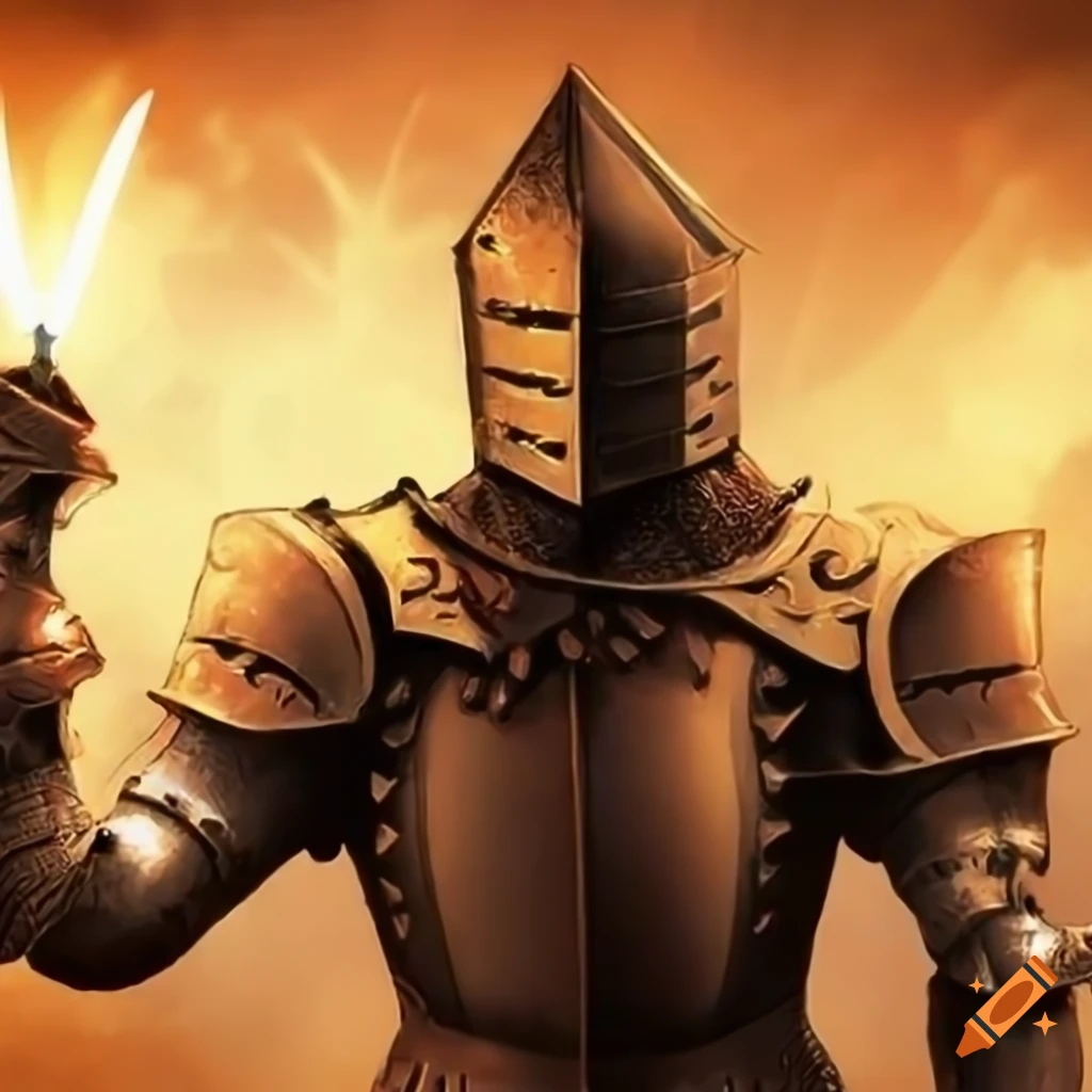 Knight with sword radiating electricity