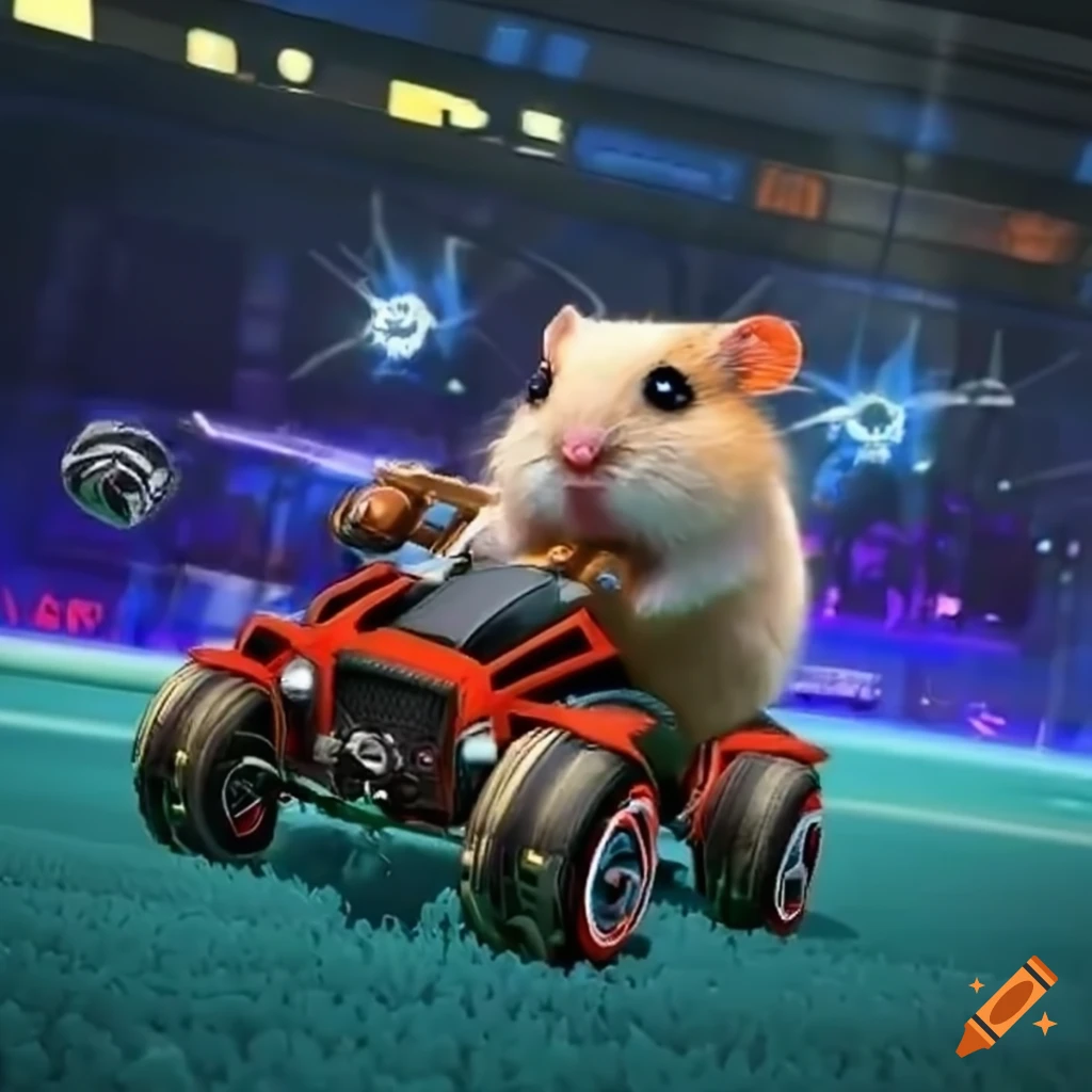 Hamster playing rocket league on Craiyon
