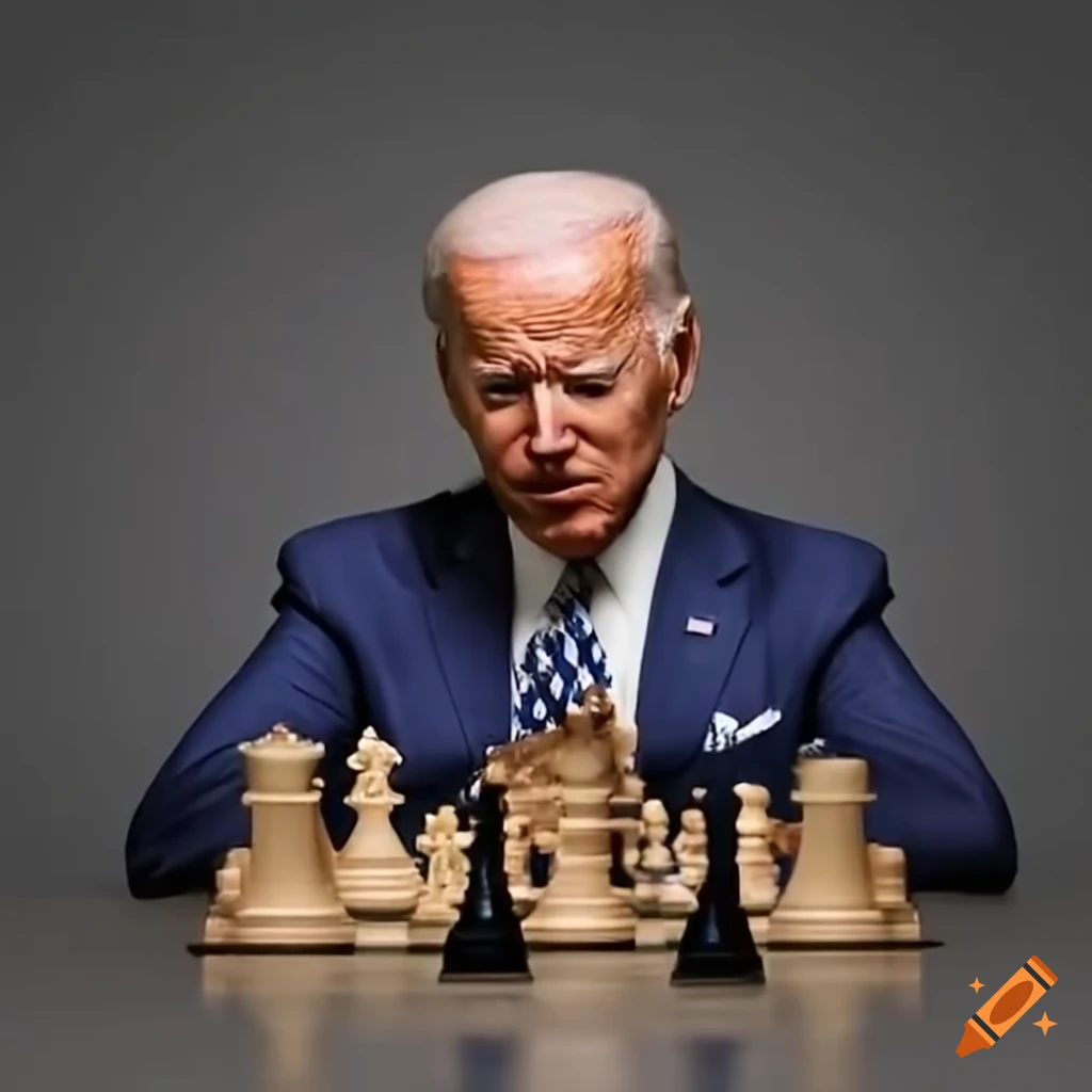 Joe biden and donald trump play chess while looking pensive on Craiyon