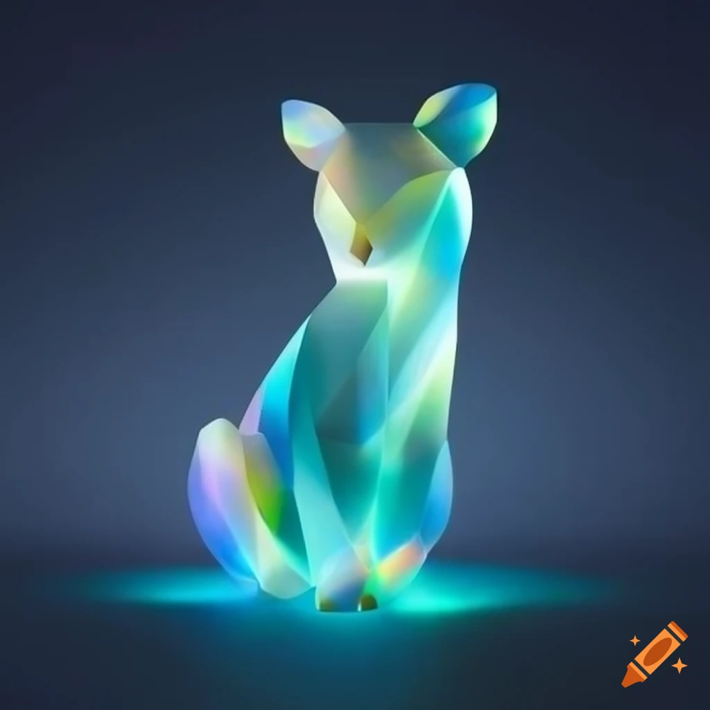 Opalescent geometric artwork featuring baby mammals