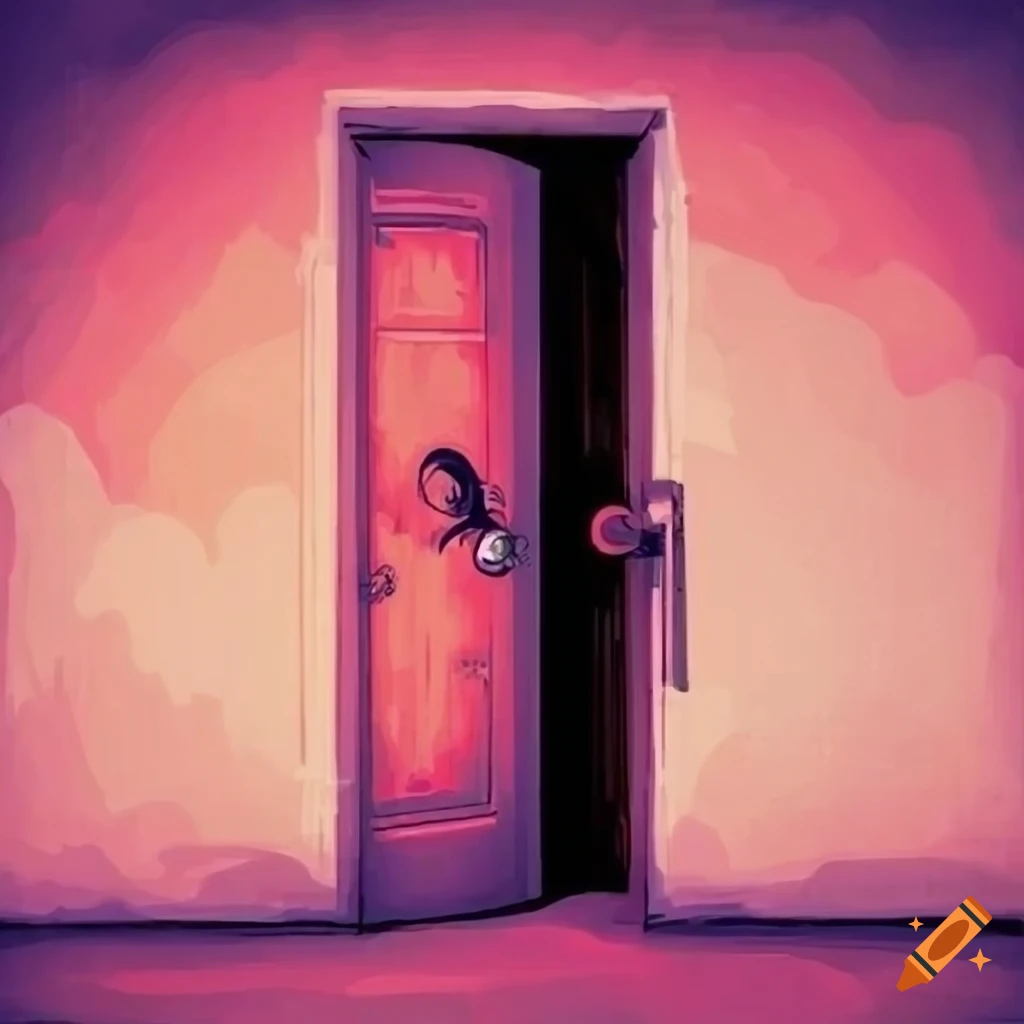 Door illustration with key open
