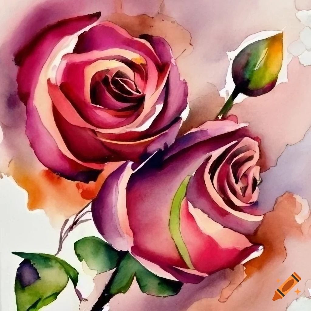 Watercolour three roses