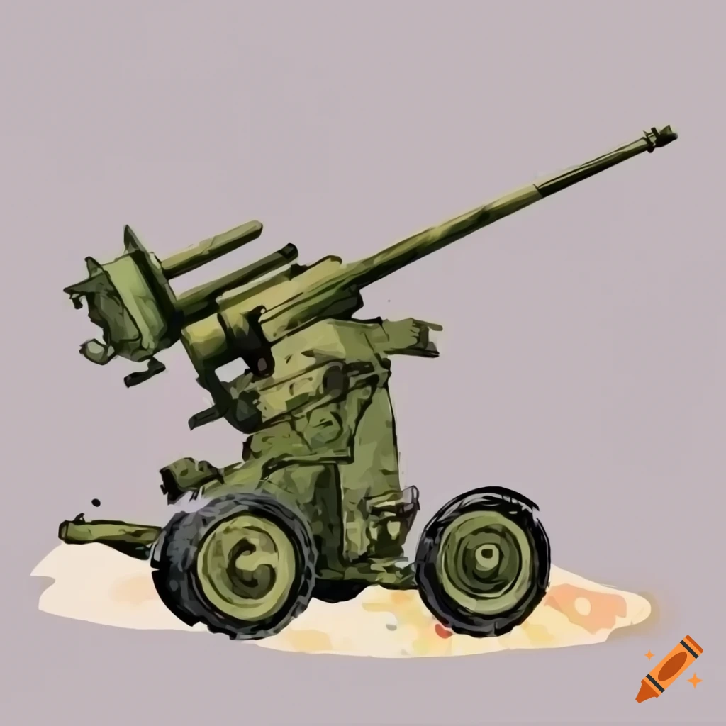 Anti-aircraft gun vector illustration on Craiyon