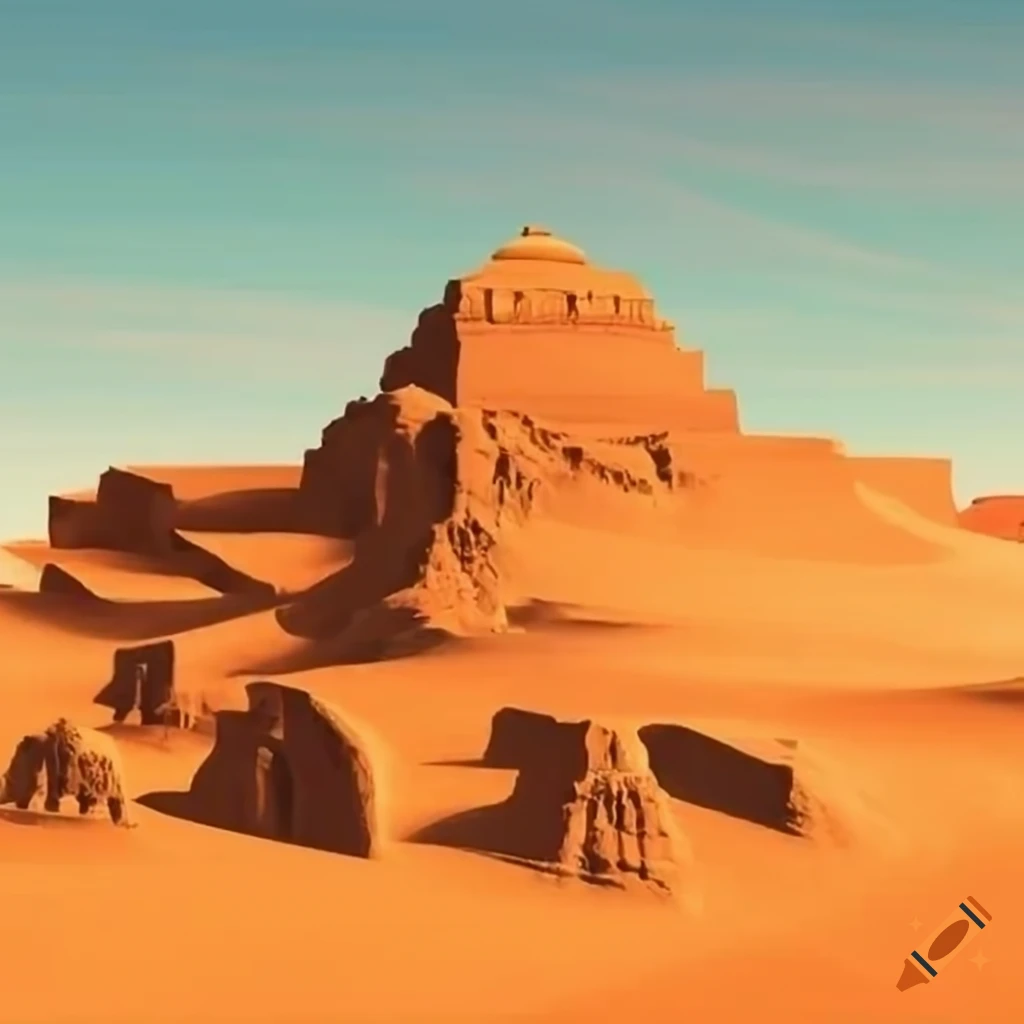 An ancient temple in the desert sands