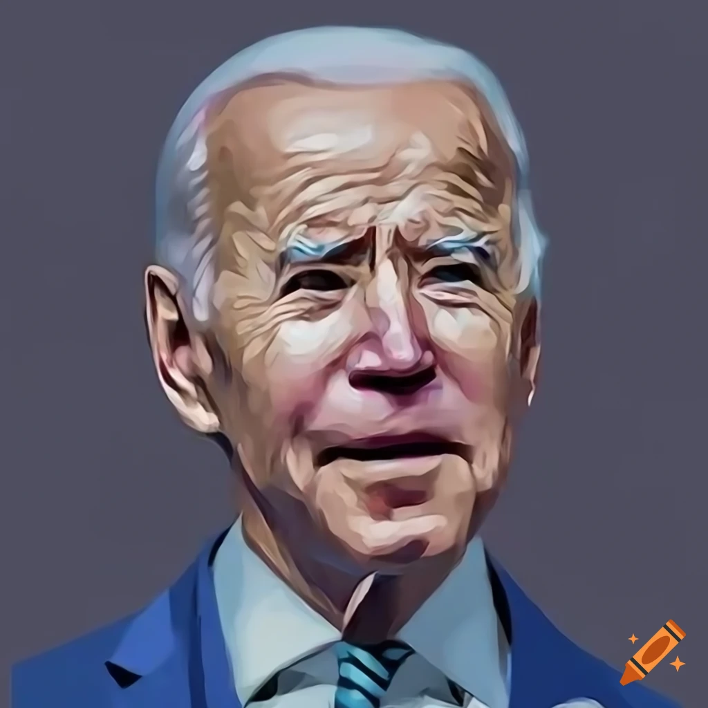 Digital art of joe biden with a serious expression