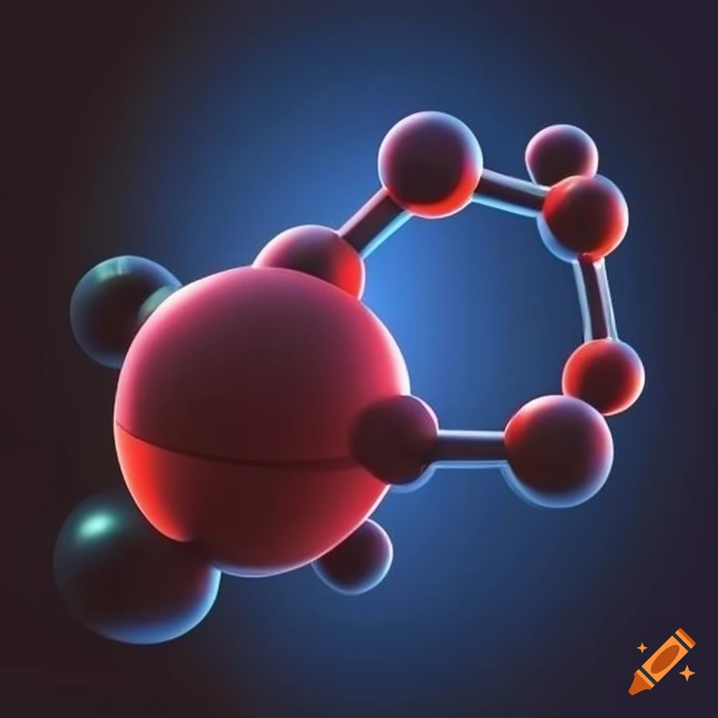 Big molecule with smaller molecules atatched with lines on Craiyon