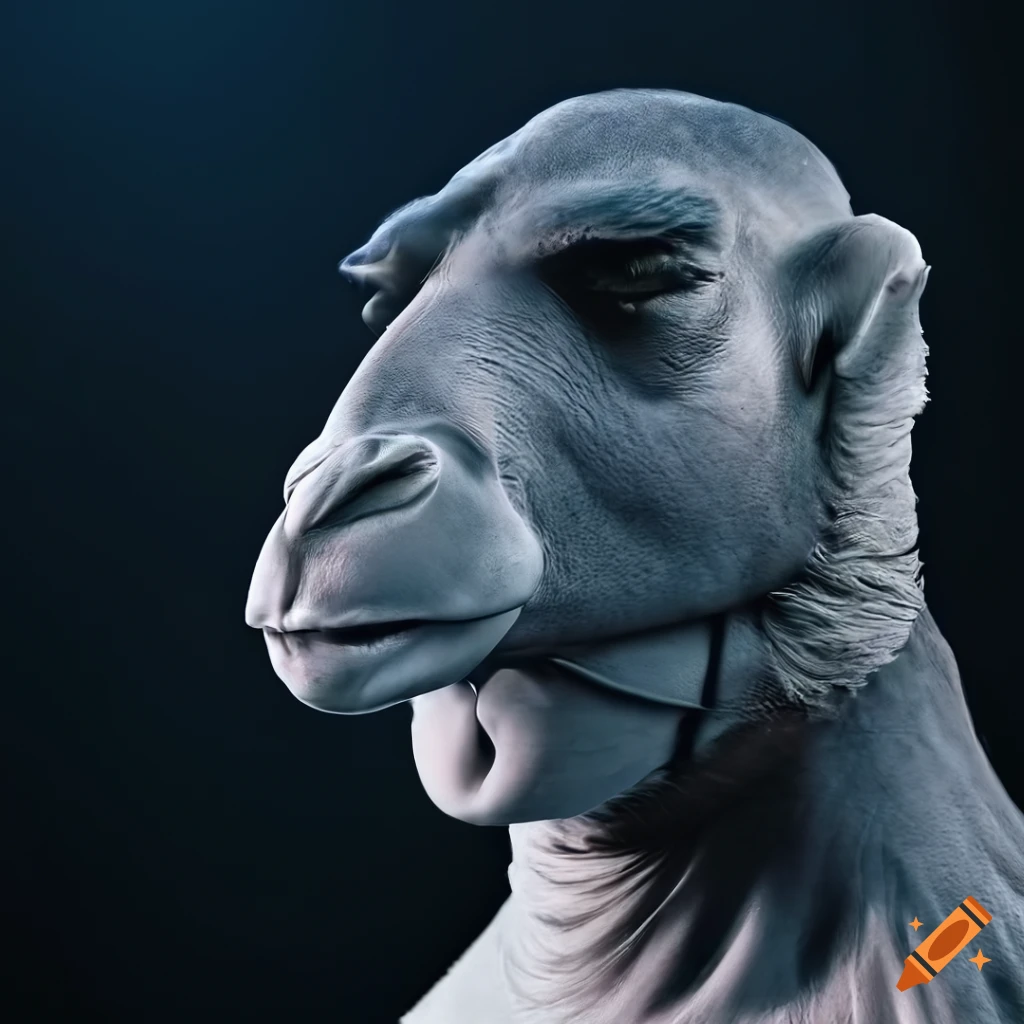 Long neck camel head humanoid fighter warrior photorealistic high ...
